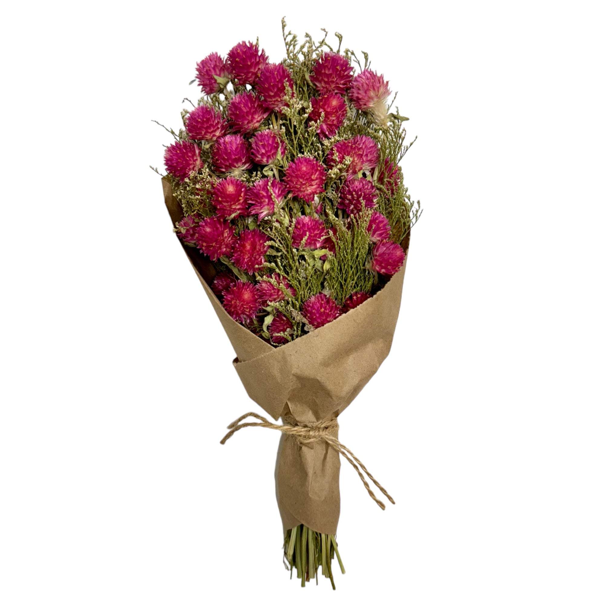 11" Dried Pink Globe Amaranth Mini Bouquet – Holiday Tree