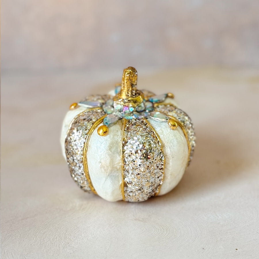 Capiz Ivory Jeweled Pumpkin | Mini | Set of 3 – Holiday Tree