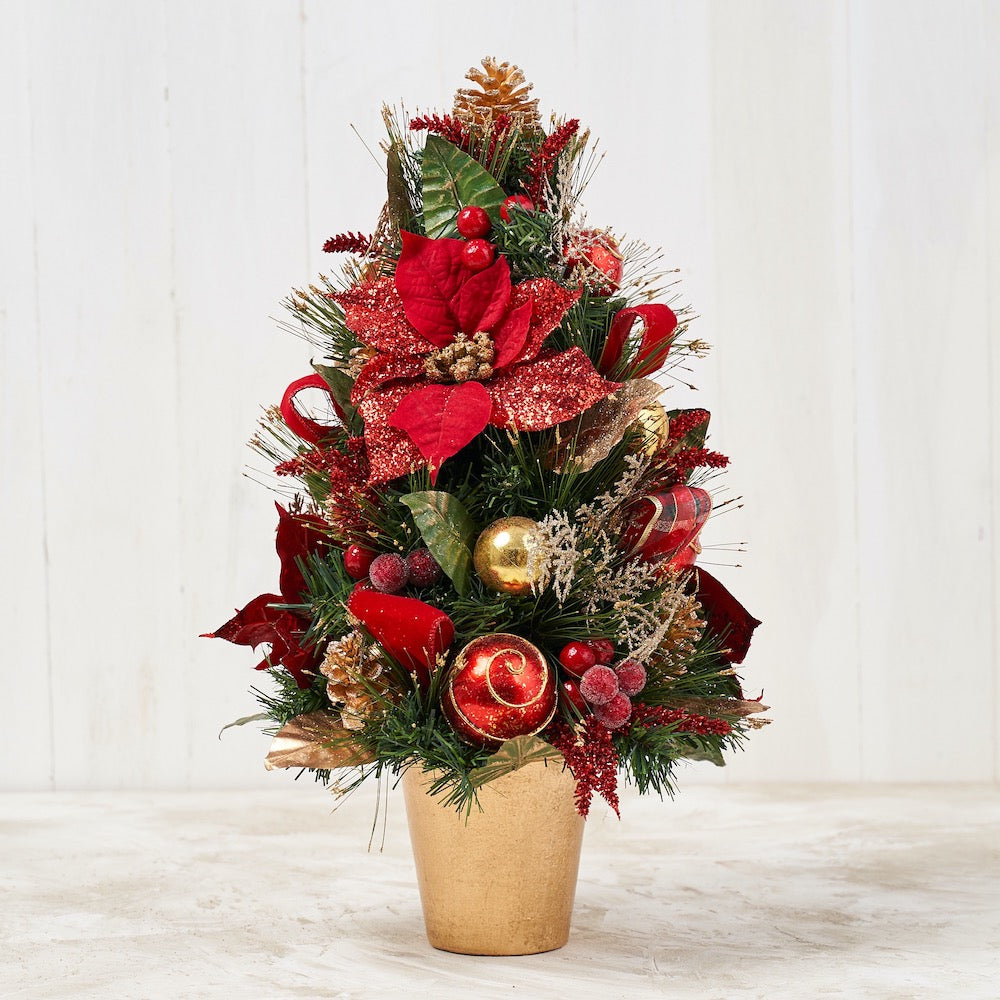 Red Poinsettia Cone Shape Christmas Tree | Holiday Tree – Holiday Tree