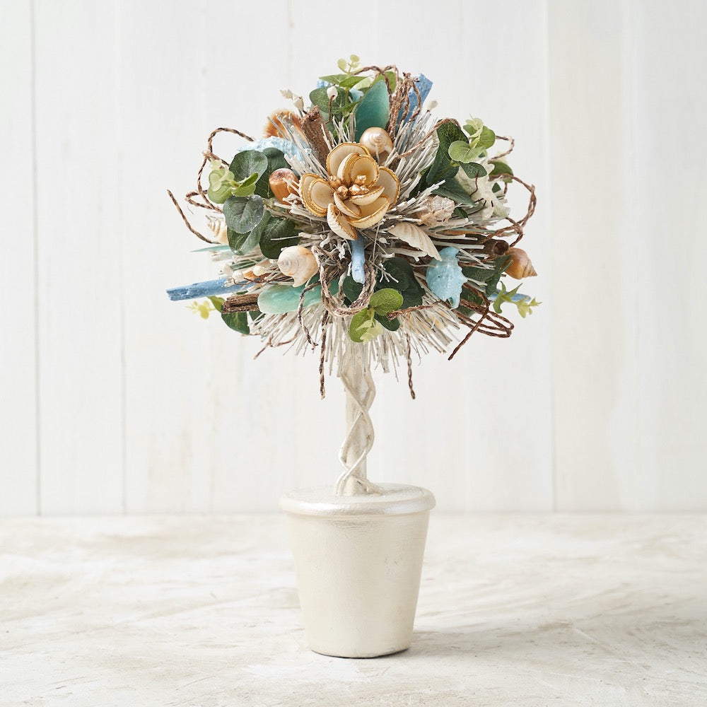 Coastal Shell Topiary Handcrafted – Holiday Tree